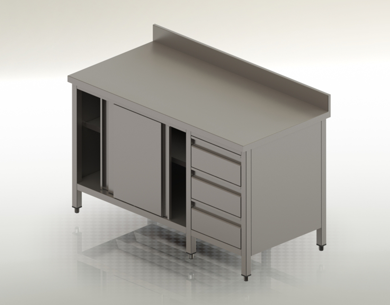 Radni stol zatvoreni sa 3 ladice – linija 700 – AD Inox